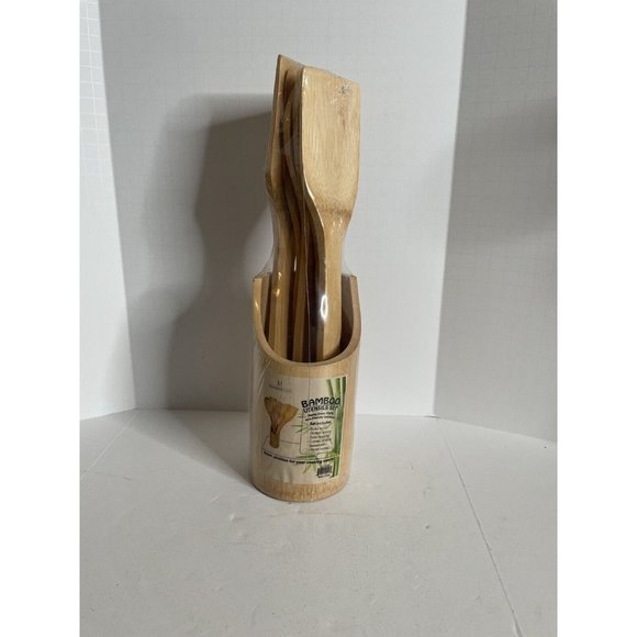 Kitchen | Kitchen | House Hold Trends Bamboo Utensil Set And Holder ...